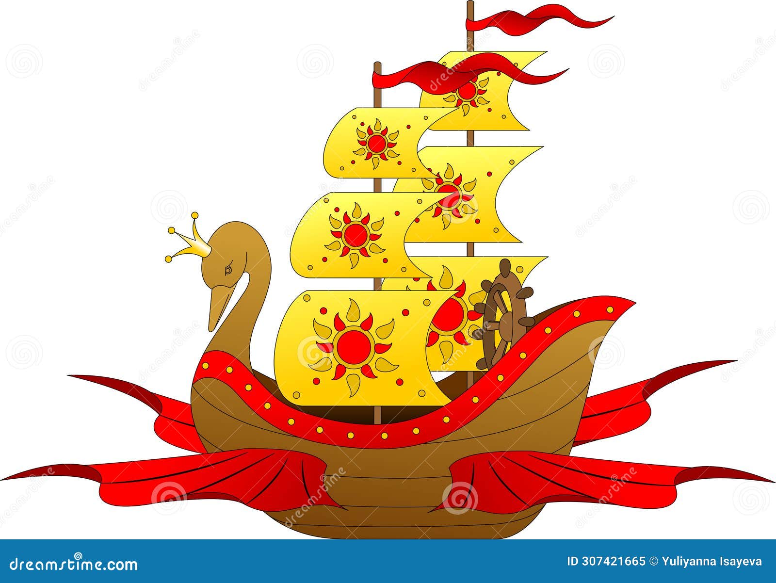 Fairy Tale. Flying Ship. Magic Ship with Wings. Stock Vector ...