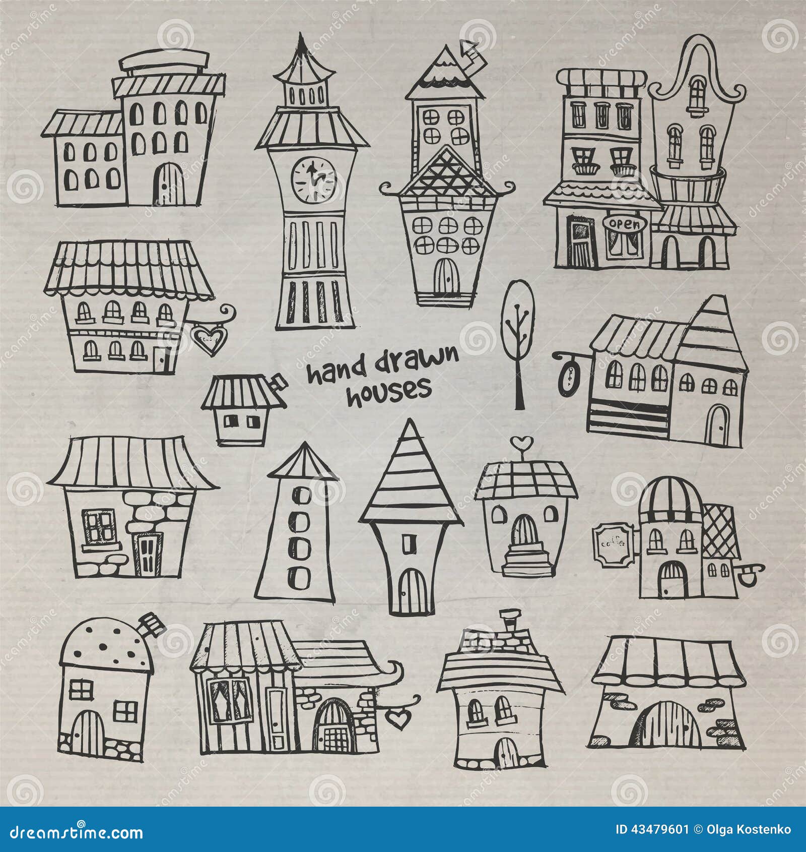 Fairy tale houses set stock vector. Illustration of dark - 43479601