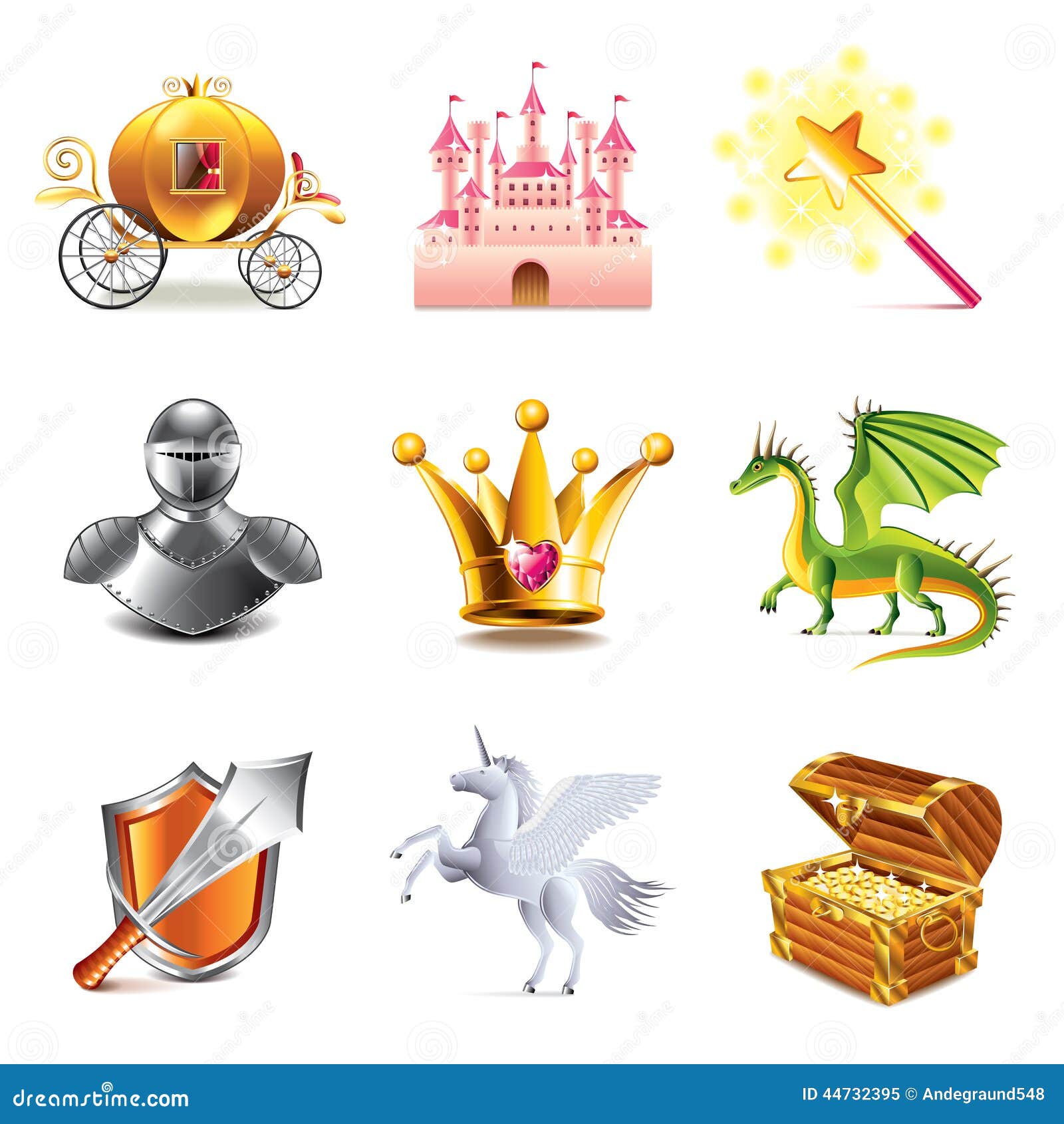 Fairy Tale Icons Vector Set Stock Vector - Illustration of storytelling ...