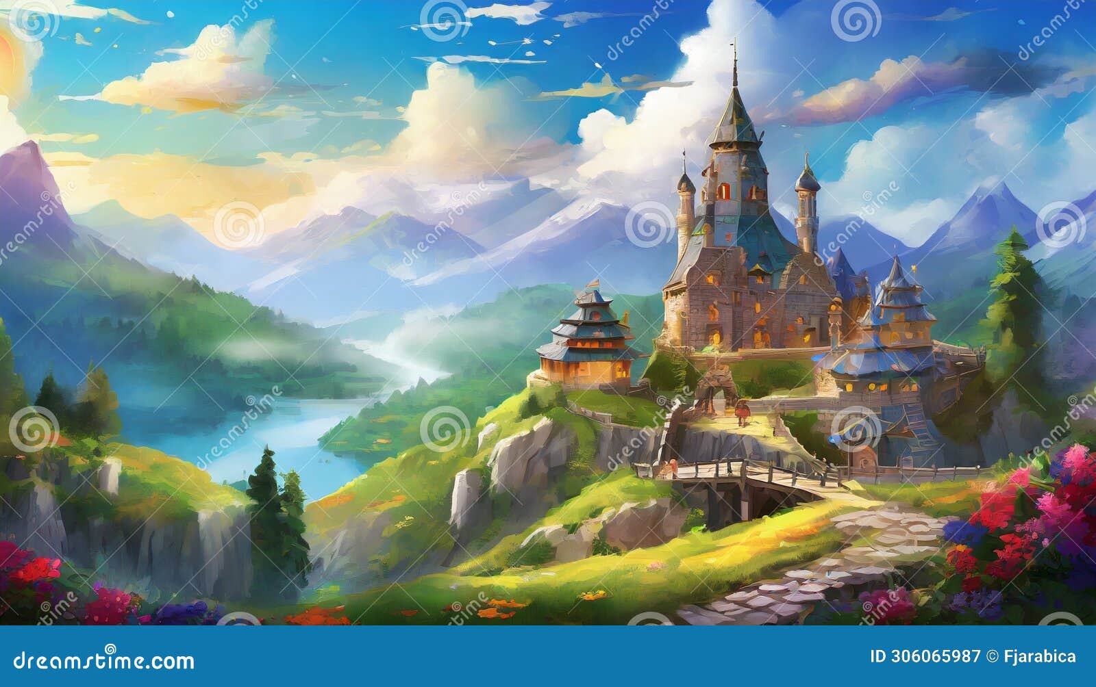 Fairy-tale Illustrated Landscape Stock Illustration - Illustration of ...