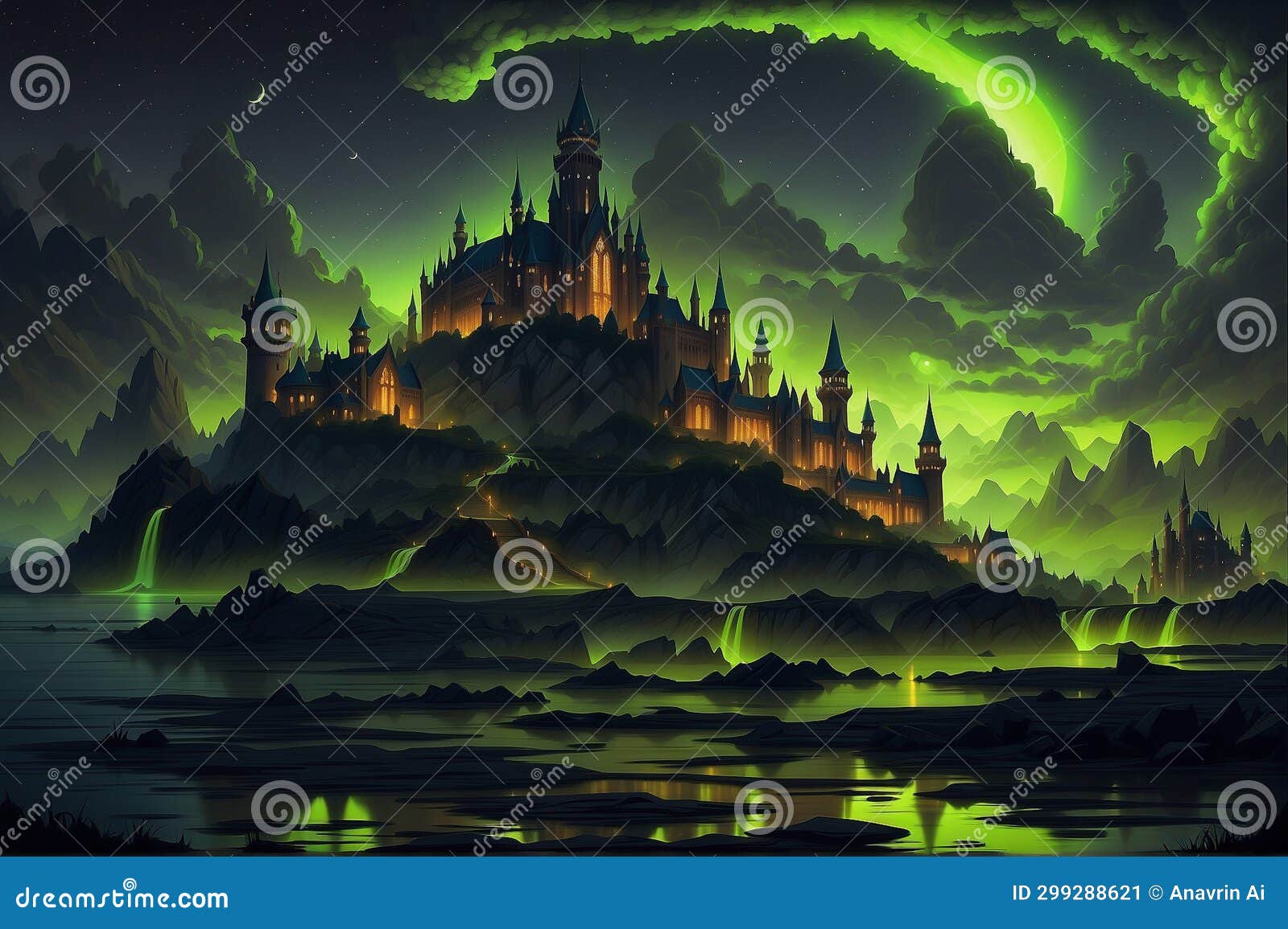 A Fairy Tale Magic Castle in the Middle of the Ocean. AI Stock ...