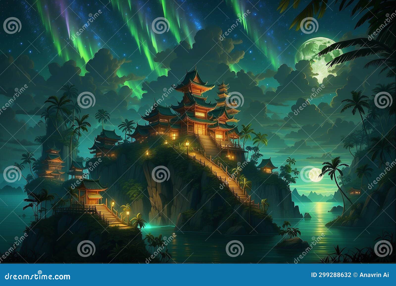 A Fairy Tale Magic Castle in the Middle of the Ocean. AI Stock ...