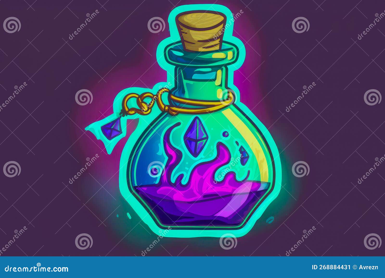 Fairy Tale Neon Painted Poison Colorful Potion on Table, Generative Ai ...