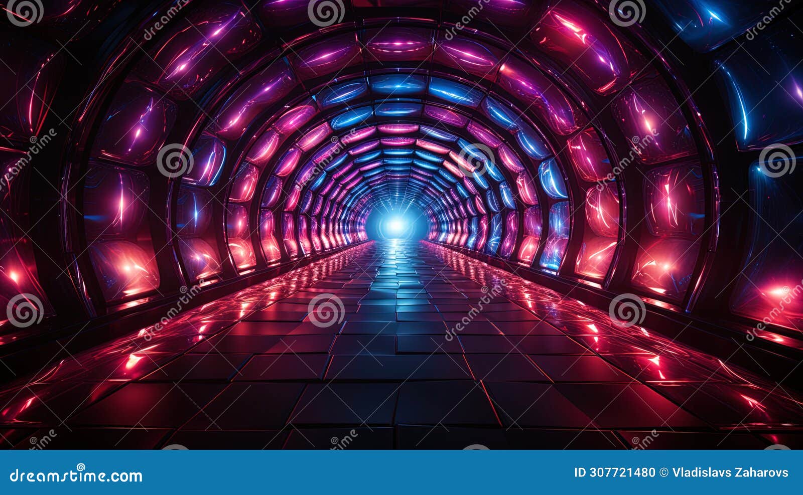 A Fairy Tale Neon Tunnel, Immersed in Hypnotizing Light, Leading His ...