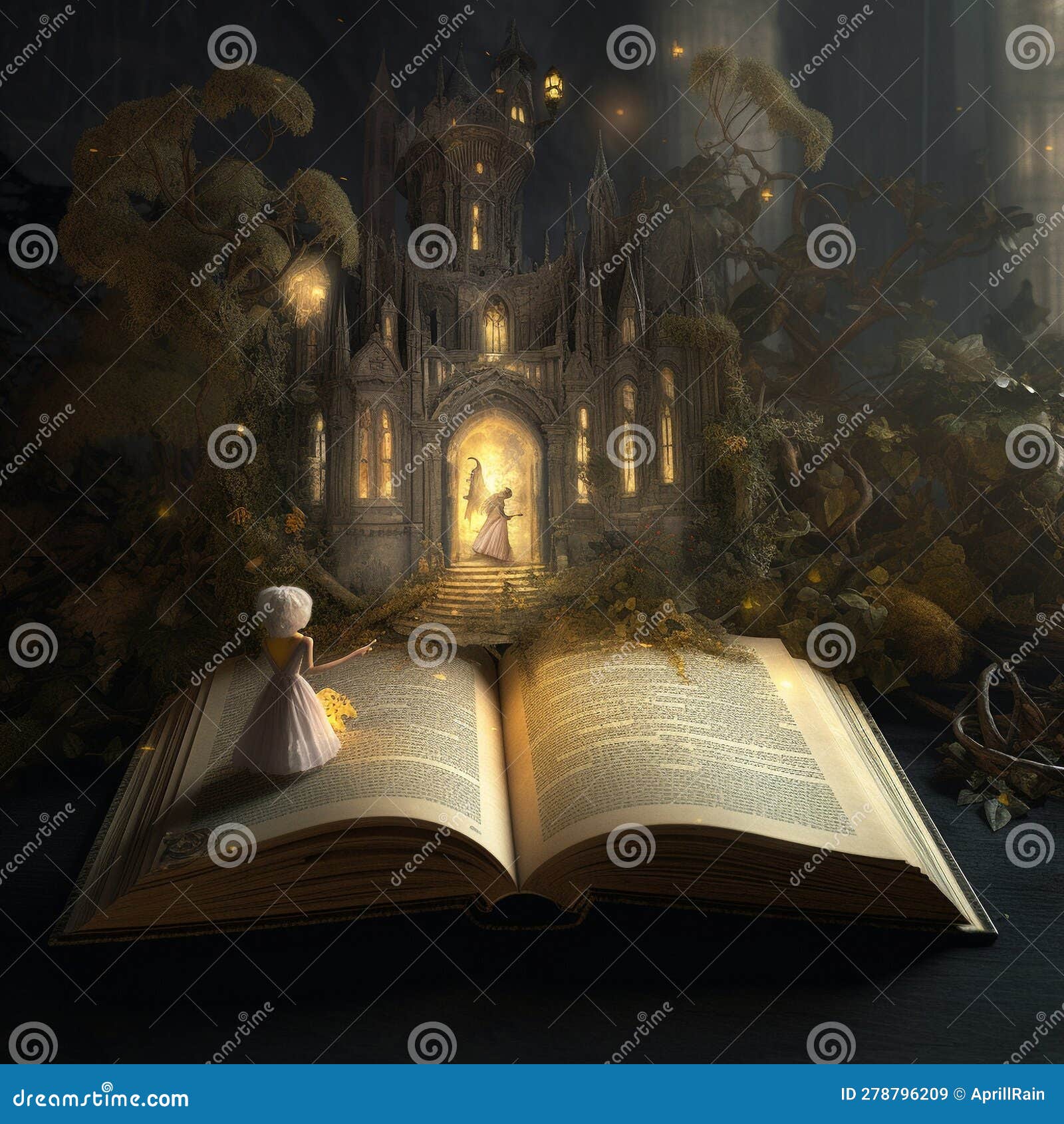 A Fairy Tale on the Pages of the Book Stock Illustration - Illustration ...