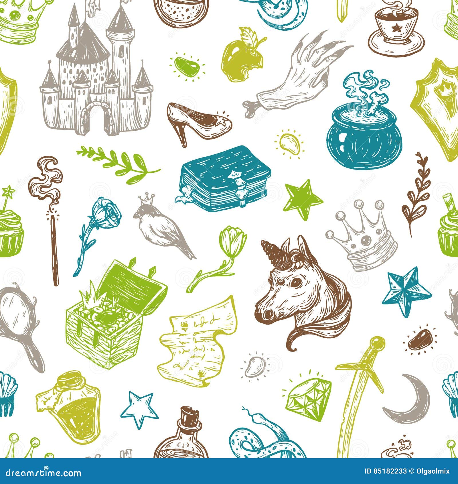 Fairy Tale, Pattern. stock illustration. Illustration of legend - 85182233