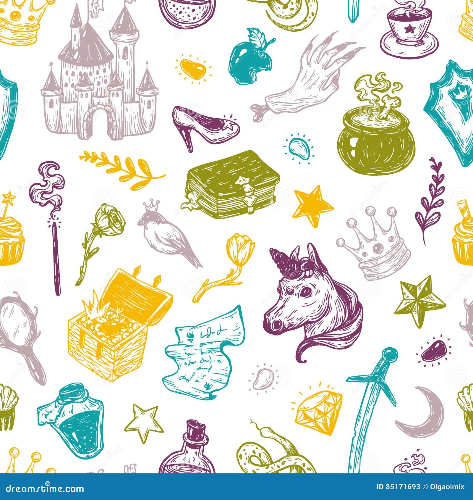 Fairy Tale, Pattern. stock vector. Illustration of history - 85171693