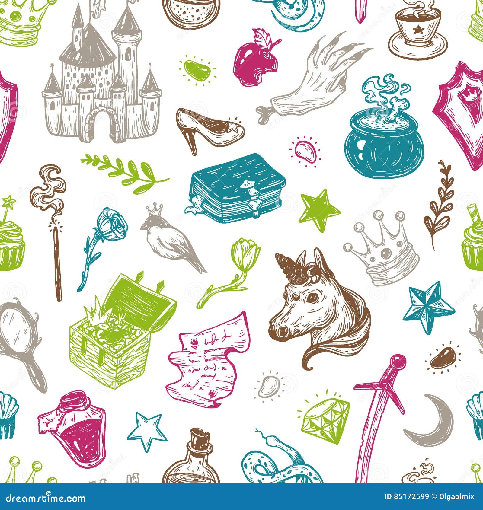 Fairy Tale, Pattern. stock vector. Illustration of fantastic - 85172599