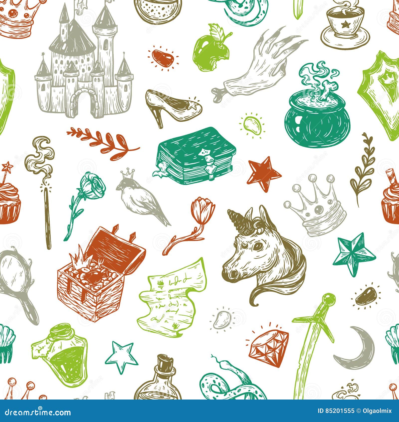 Fairy Tale, Pattern. stock vector. Illustration of outline - 85201555