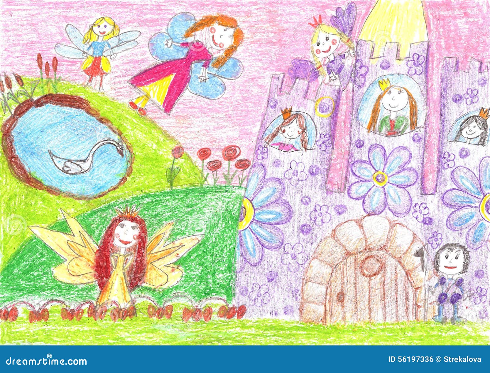Fairy Of A Tale, Princess, Prince - Children Drawing Royalty-Free Stock ...