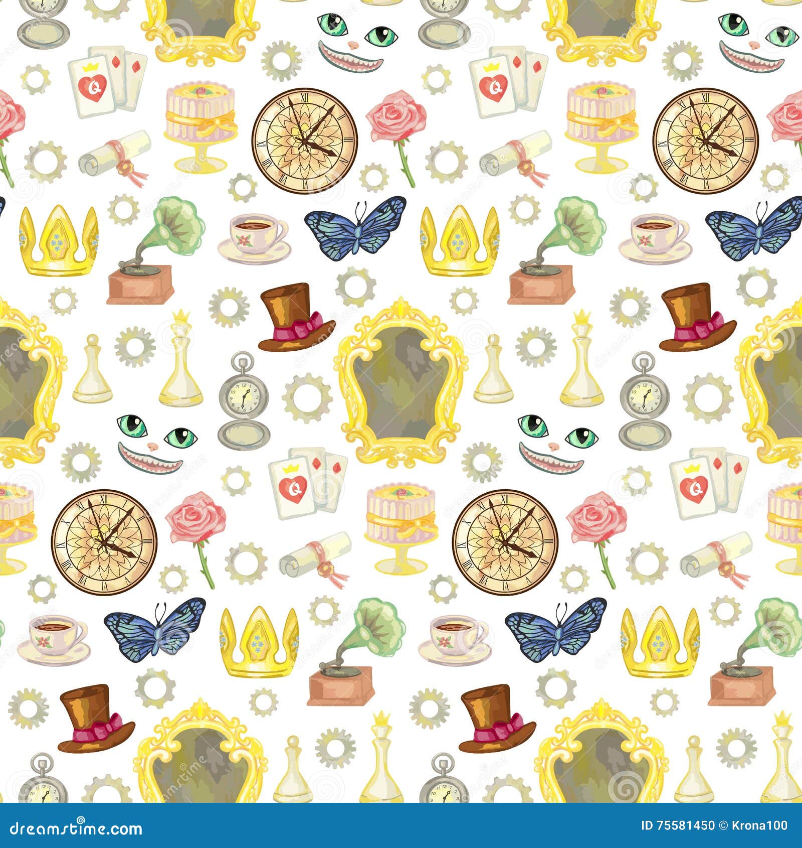 Fairy Tale Seamless Pattern Stock Vector - Illustration of crown ...