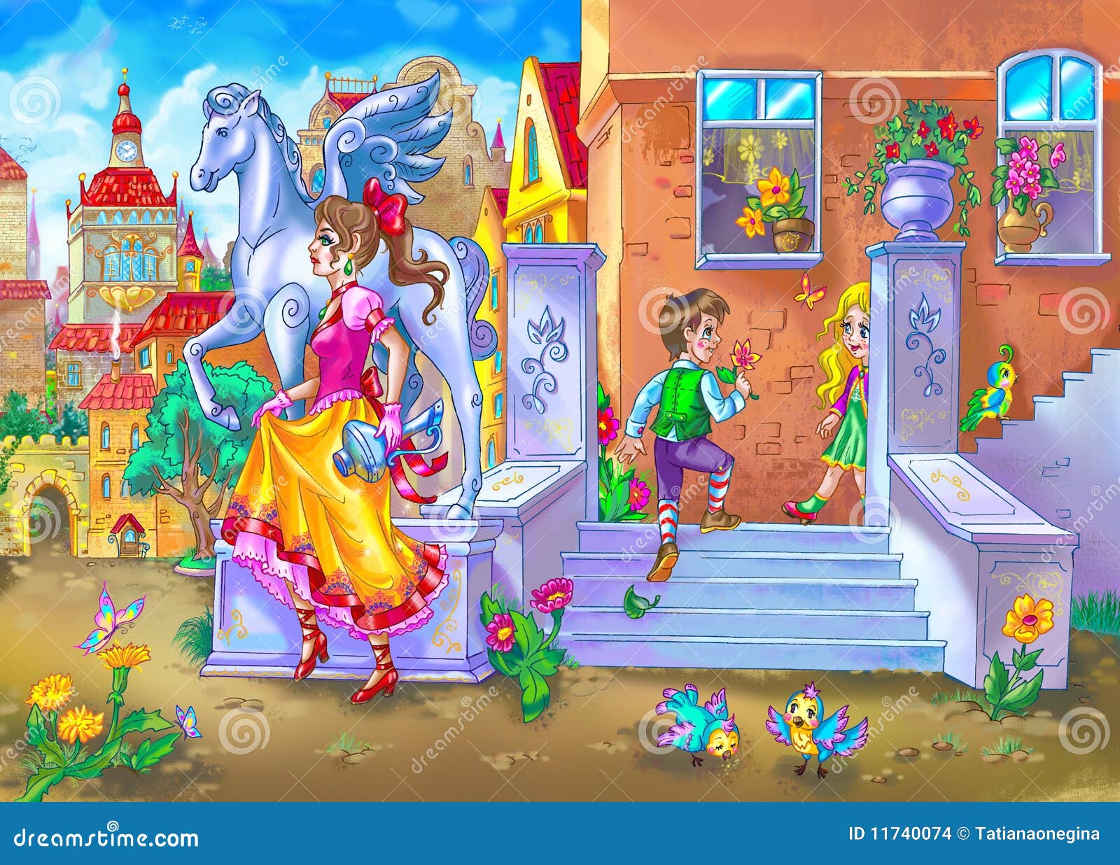 Fairy tale street stock illustration. Illustration of magic - 11740074