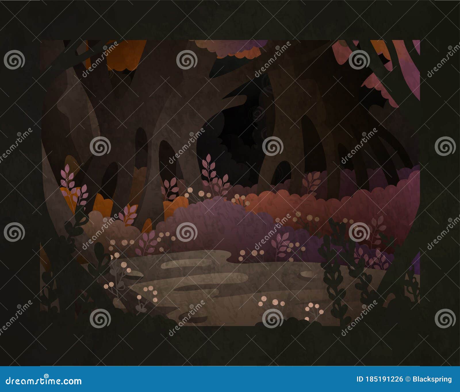 Fairy Tale Vector Illustration. Dark Forest Background Stock Vector ...