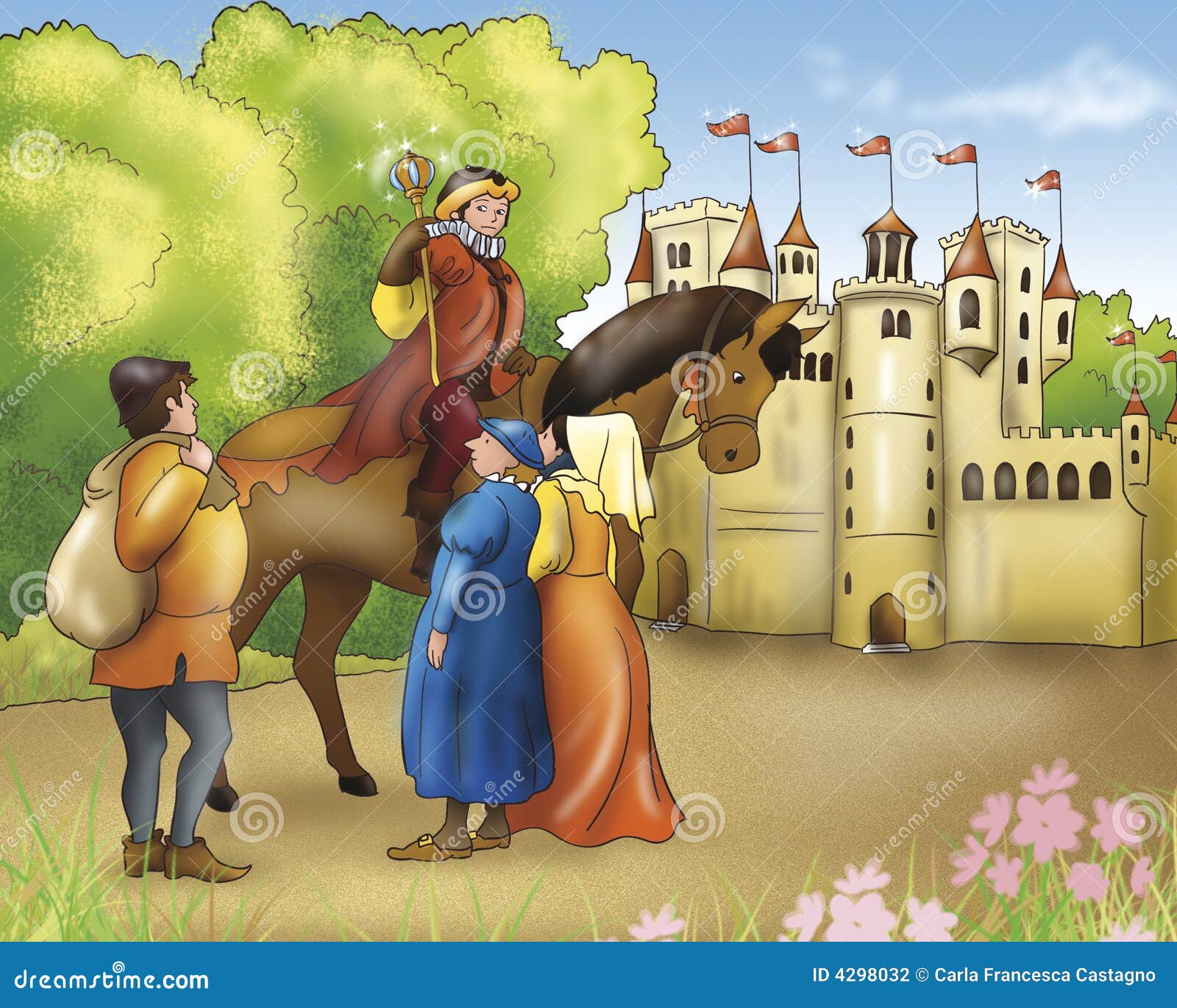 Fairy Tales-Prince and Castle Stock Illustration - Illustration of ...