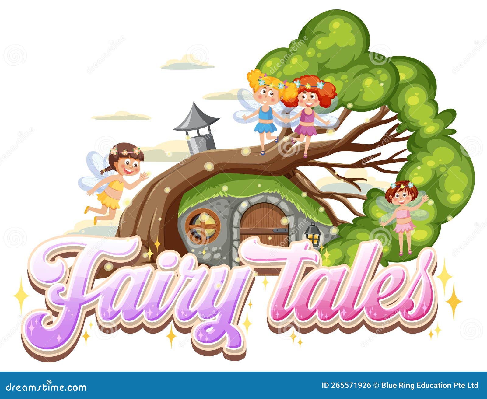 Fairy tales text design stock vector. Illustration of background ...
