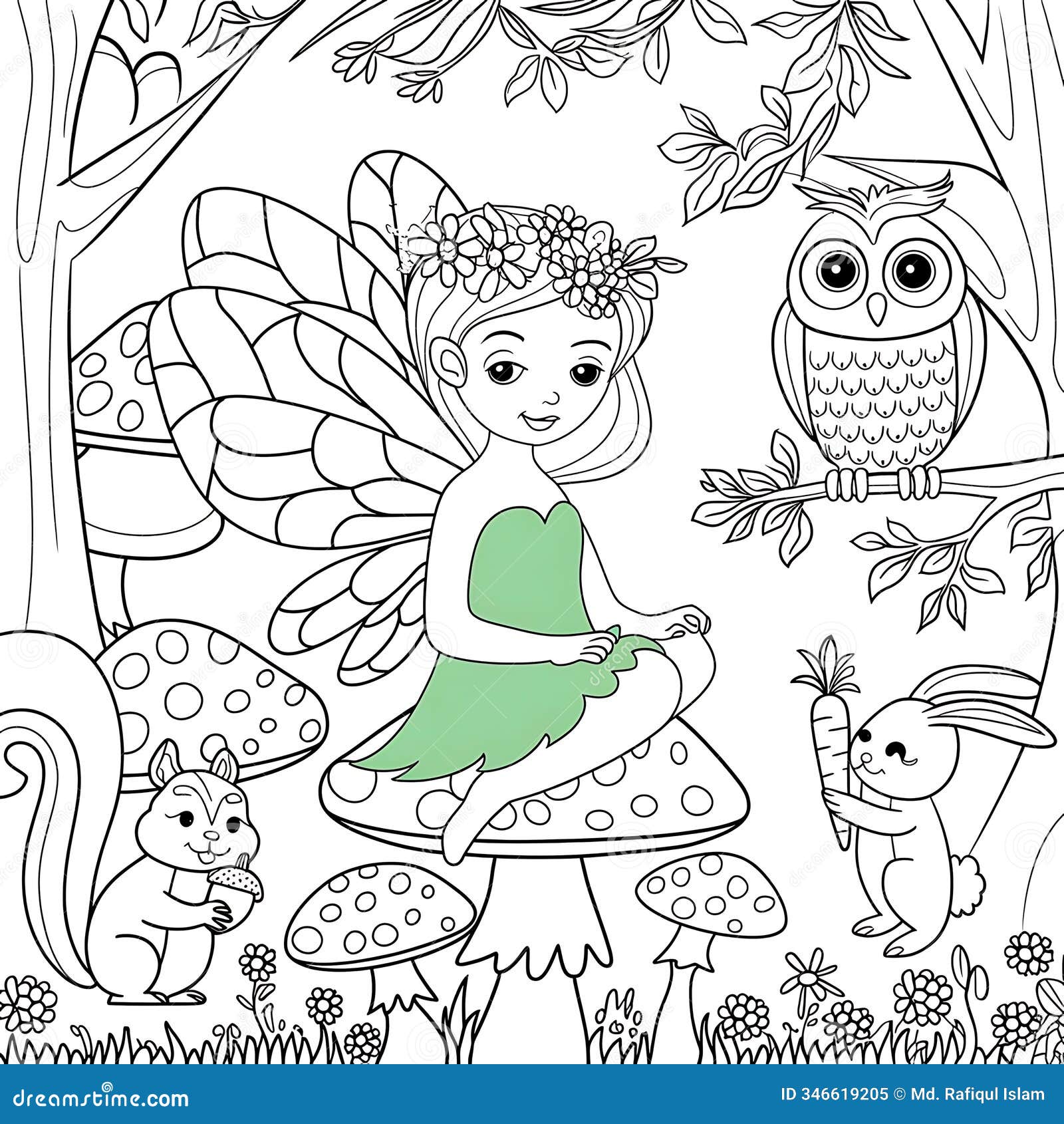 Fairy Tangles Lady With Wing Line Art Illustration Cartoon Vector ...