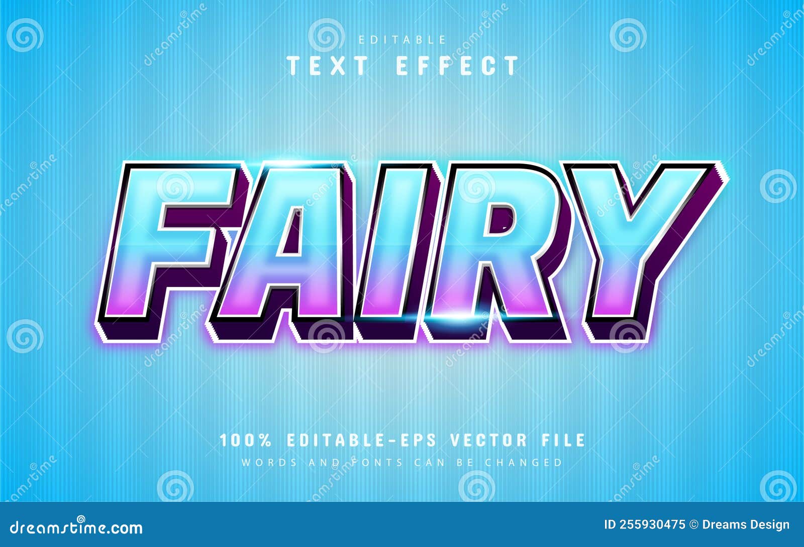 Fairy Text Effect with Blue Gradient Stock Vector - Illustration of ...