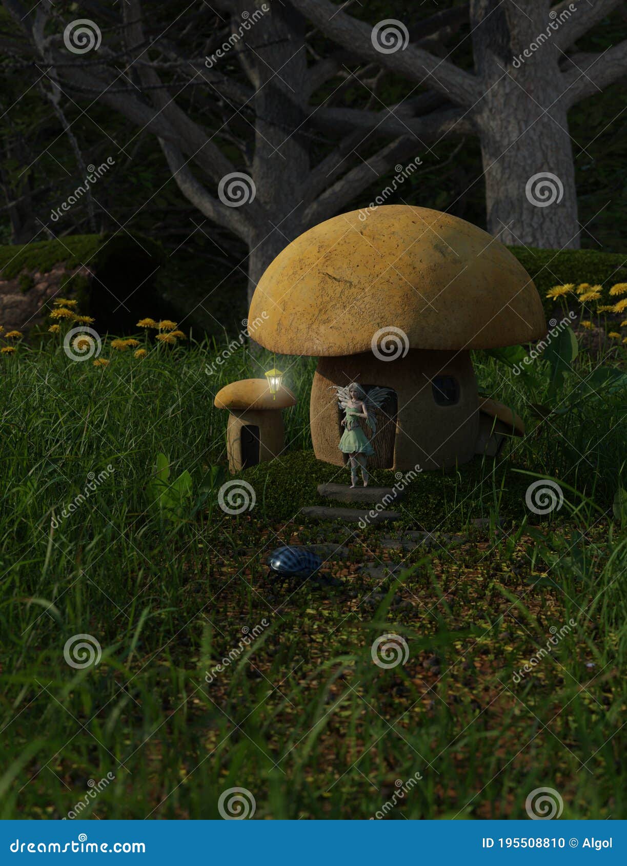 Fairy Toadstool House in the Forest Stock Illustration - Illustration ...