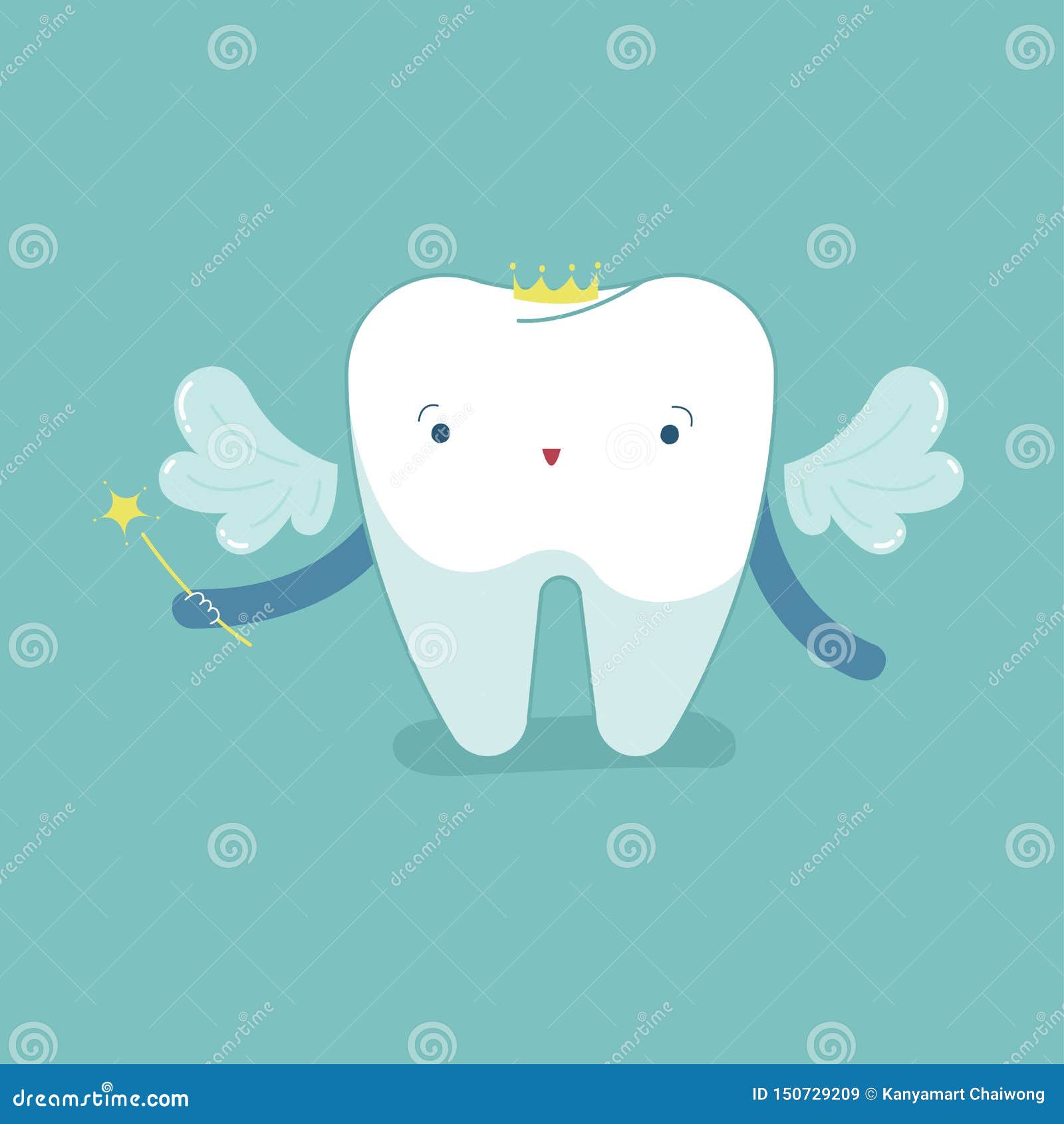 Dental Cartoon Of A Healthy Tooth With Glass Of Water And A Caries ...