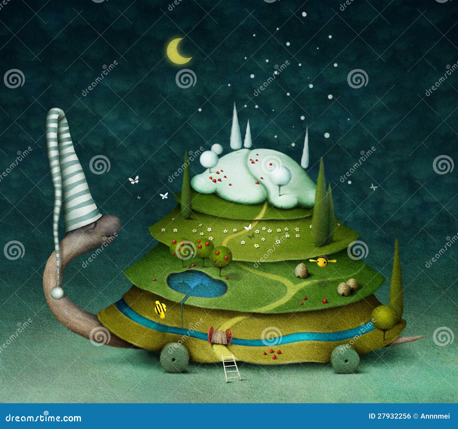 Fairy turtle stock illustration. Illustration of bridge - 27932256