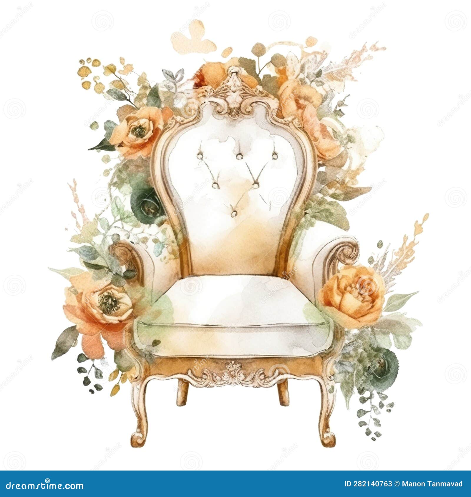 Fairy Wedding Floral Luxury Modern Chair Clipart Watercolor Sublimation ...