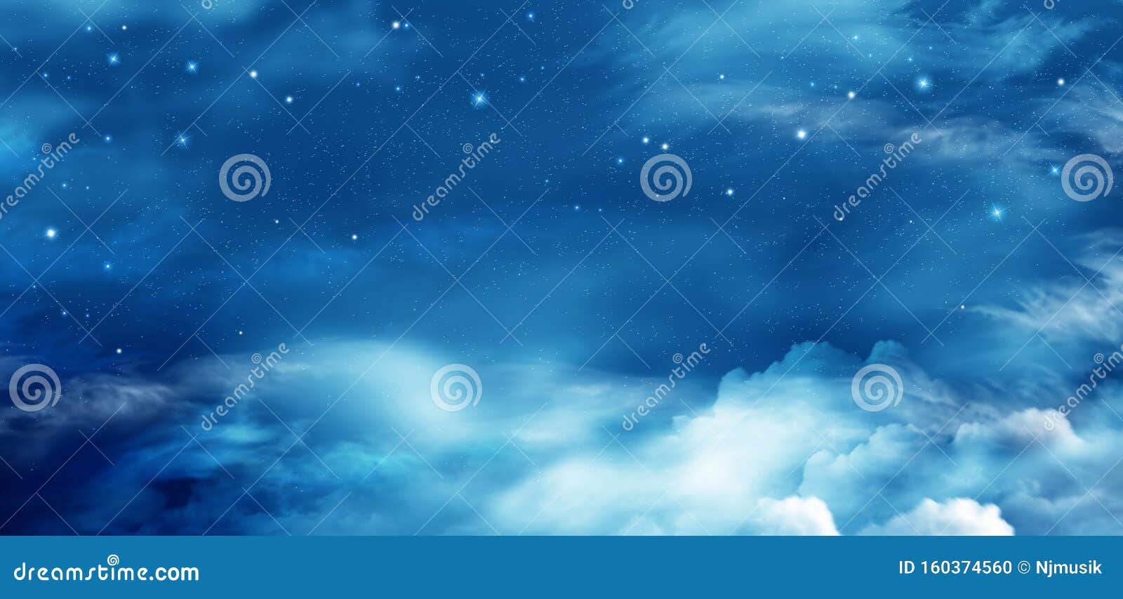 Fairy Winter Night Sky, Abstract Blue Background Stock Illustration ...