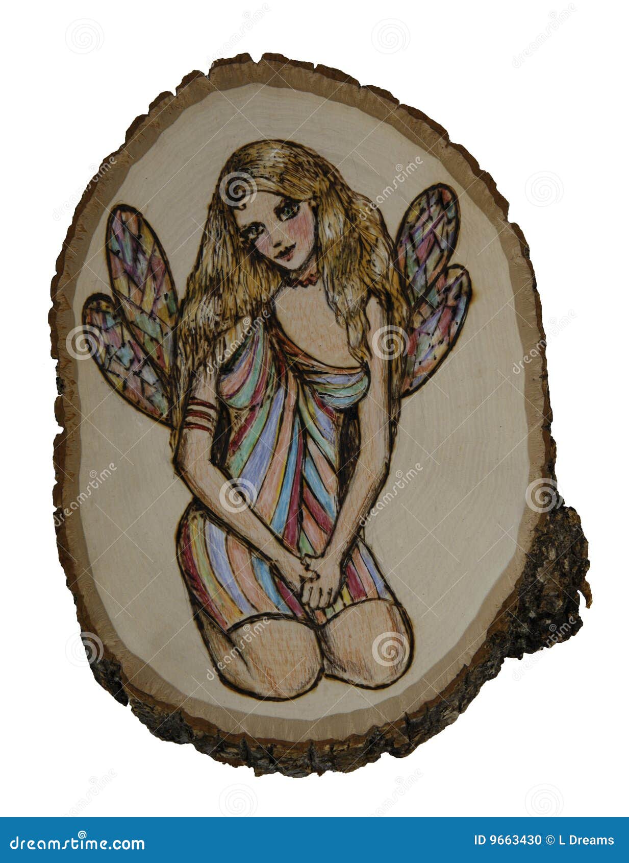 Fairy on wood stock illustration. Illustration of blond - 9663430