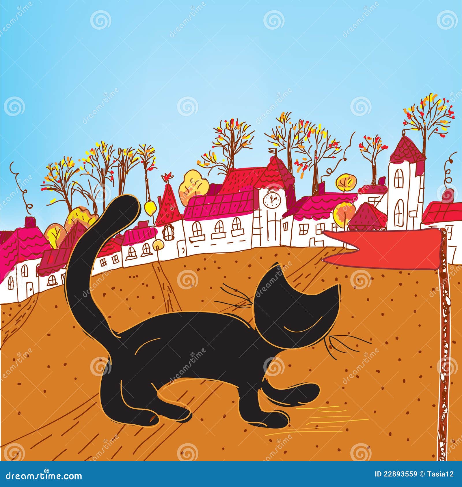 Autumn Scene Cat Stock Illustrations – 446 Autumn Scene Cat Stock ...
