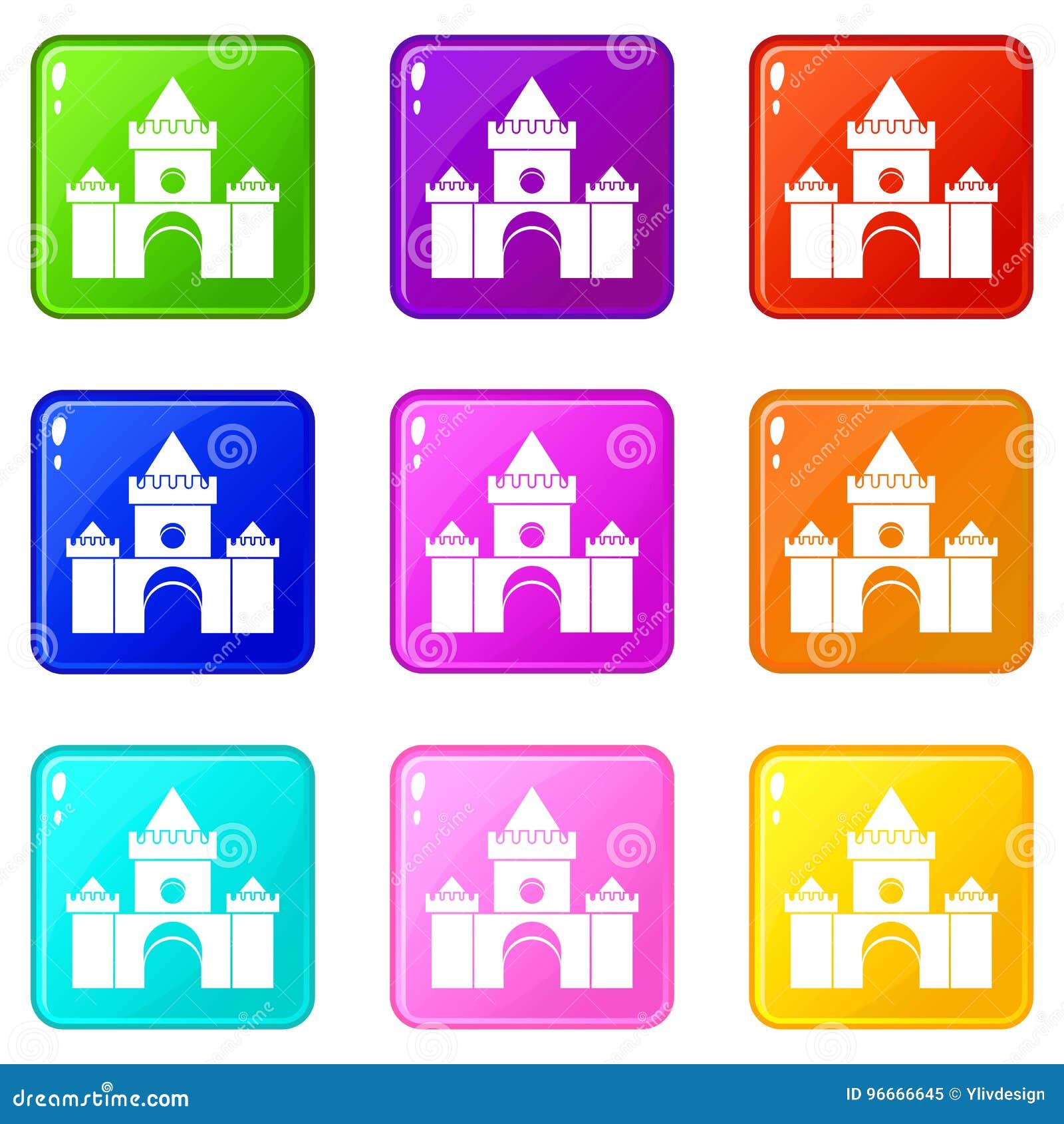 Fairytale castle set 9 stock vector. Illustration of outside - 96666645