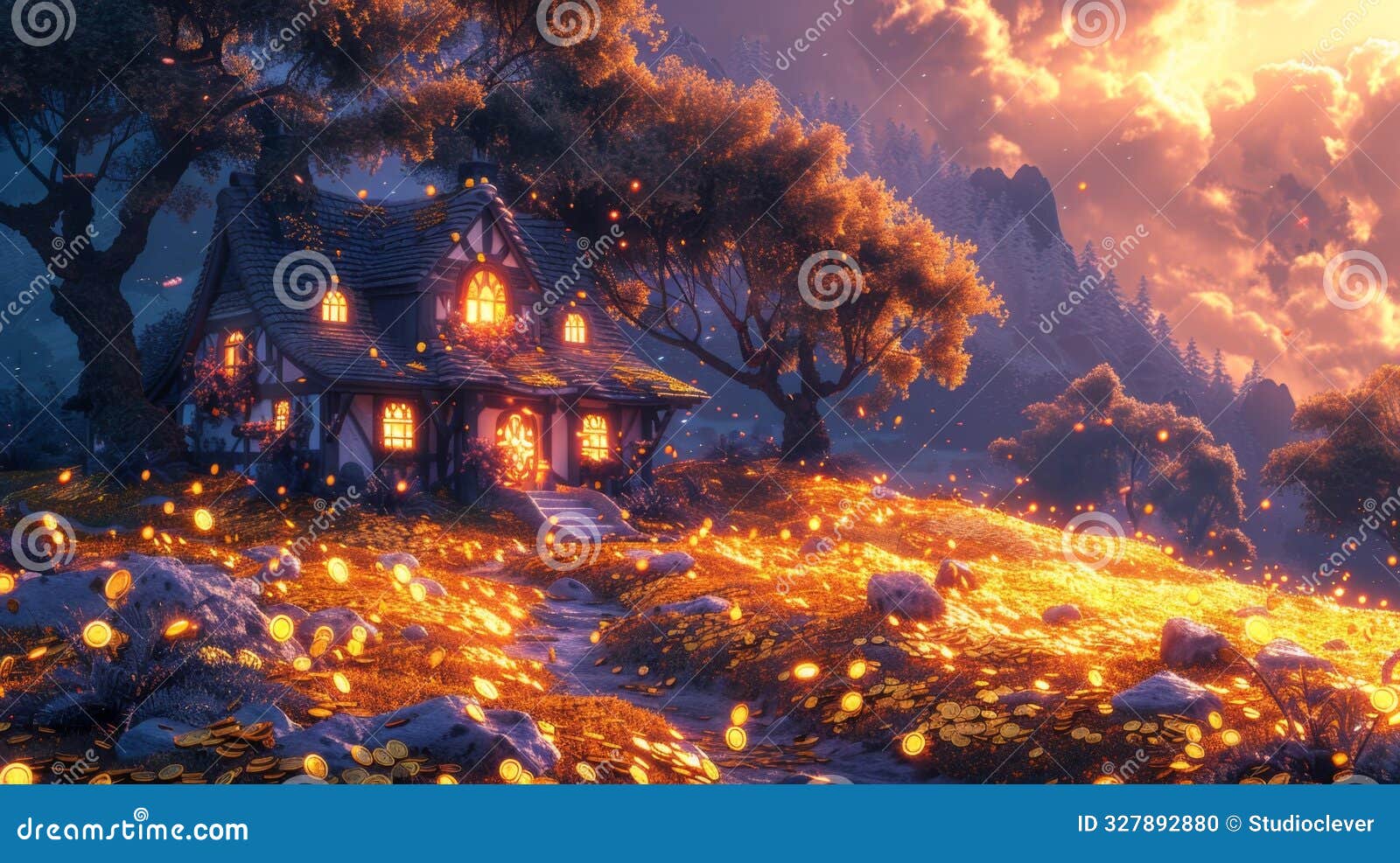 Fairytale Cottage in Magical Forest - Generative Ai Stock Illustration ...