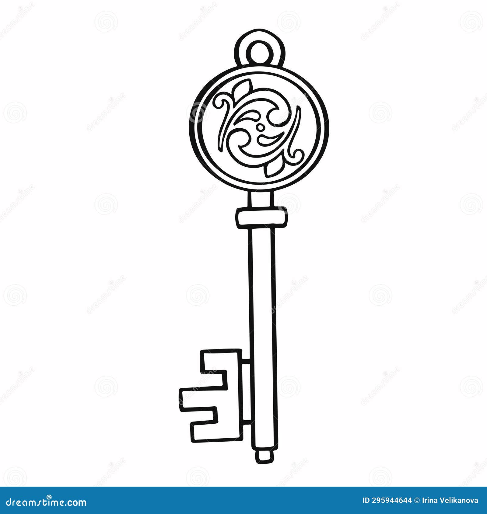 Fairytale Door Key, Protection, Vector Line Illustration Eps10 Stock ...