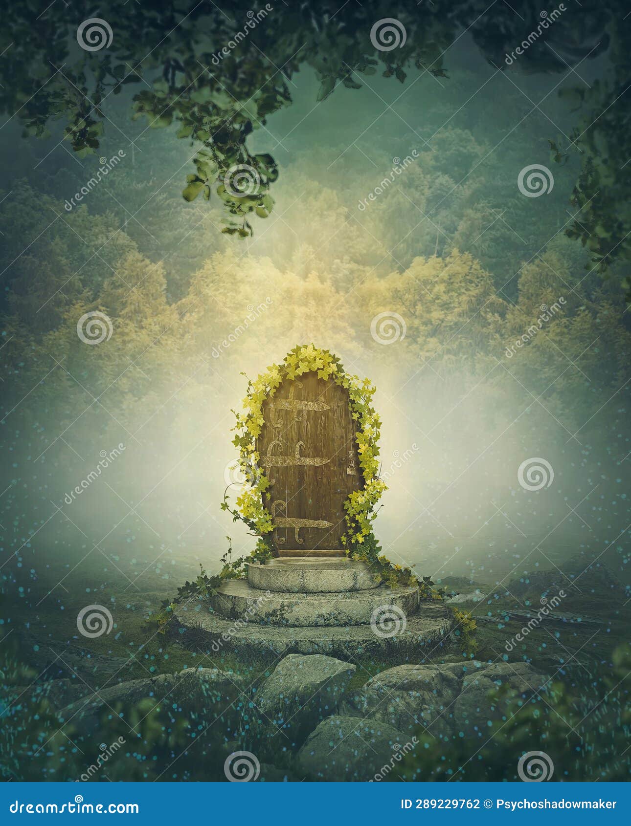 The Fairytale Door In The Woods Magical Fantasy Scene In The Forest