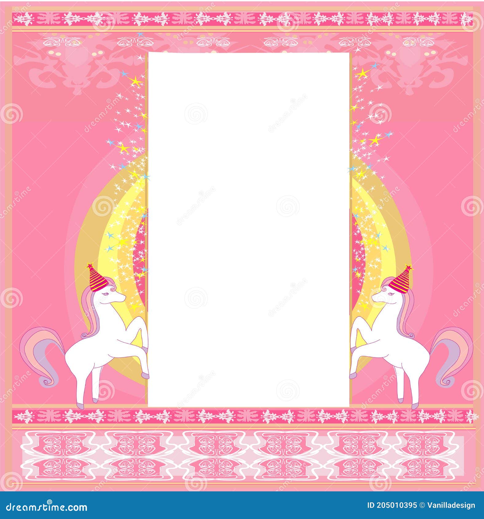 Fairytale Frame With Princess, Prince, Unicorn, Dragon, Fairy, Castles ...
