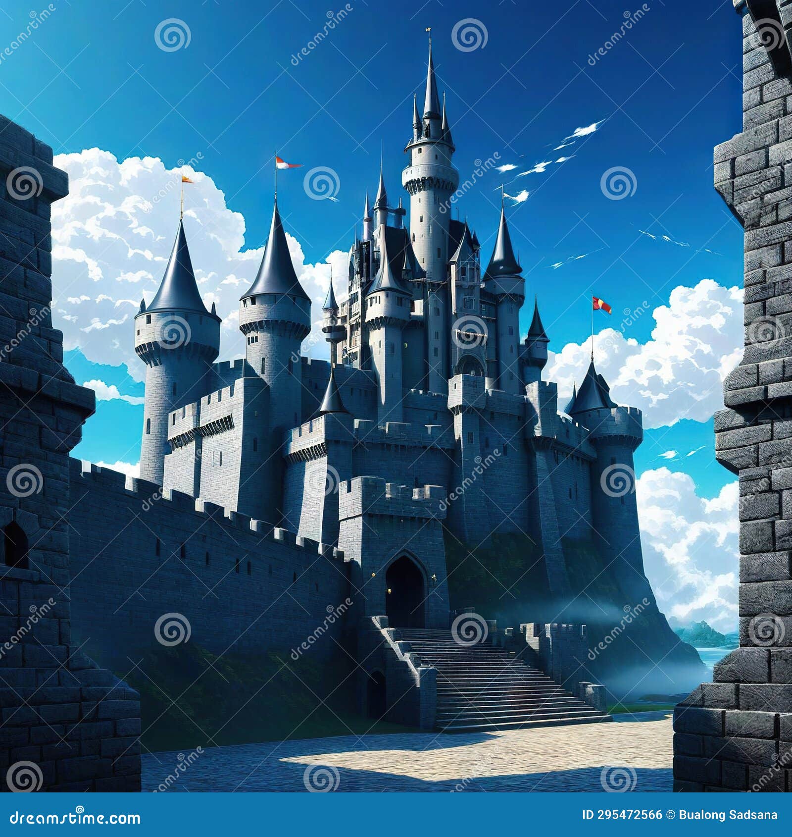 Fairytale Inspired Castle Anime Stock Illustration - Illustration of ...