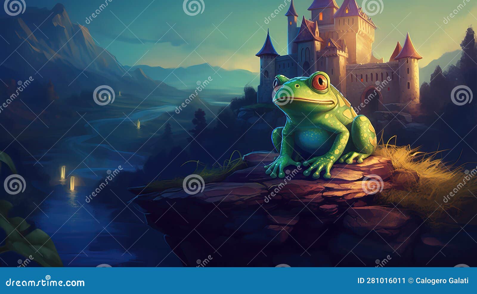 A Fairytale Inspired Frog Sitting in Front of His Castle, Ai Generated ...