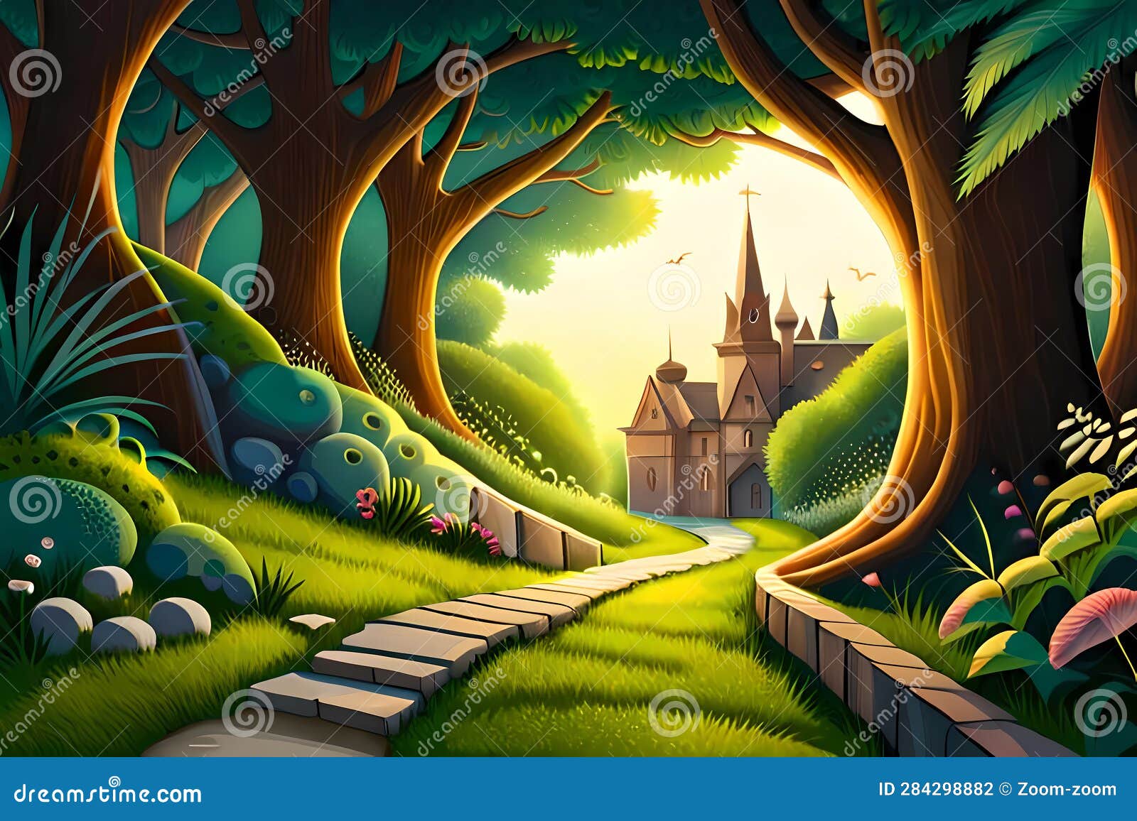 Fairytale Landscape, Surreal Magical Land With Beautiful Gardens ...