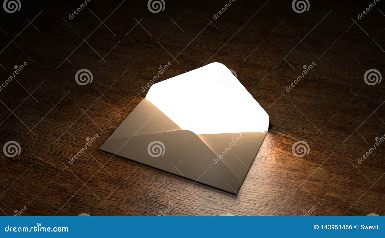 Fairytale Mail. Mysterious Letter with Magic Light. 3D Illustration ...