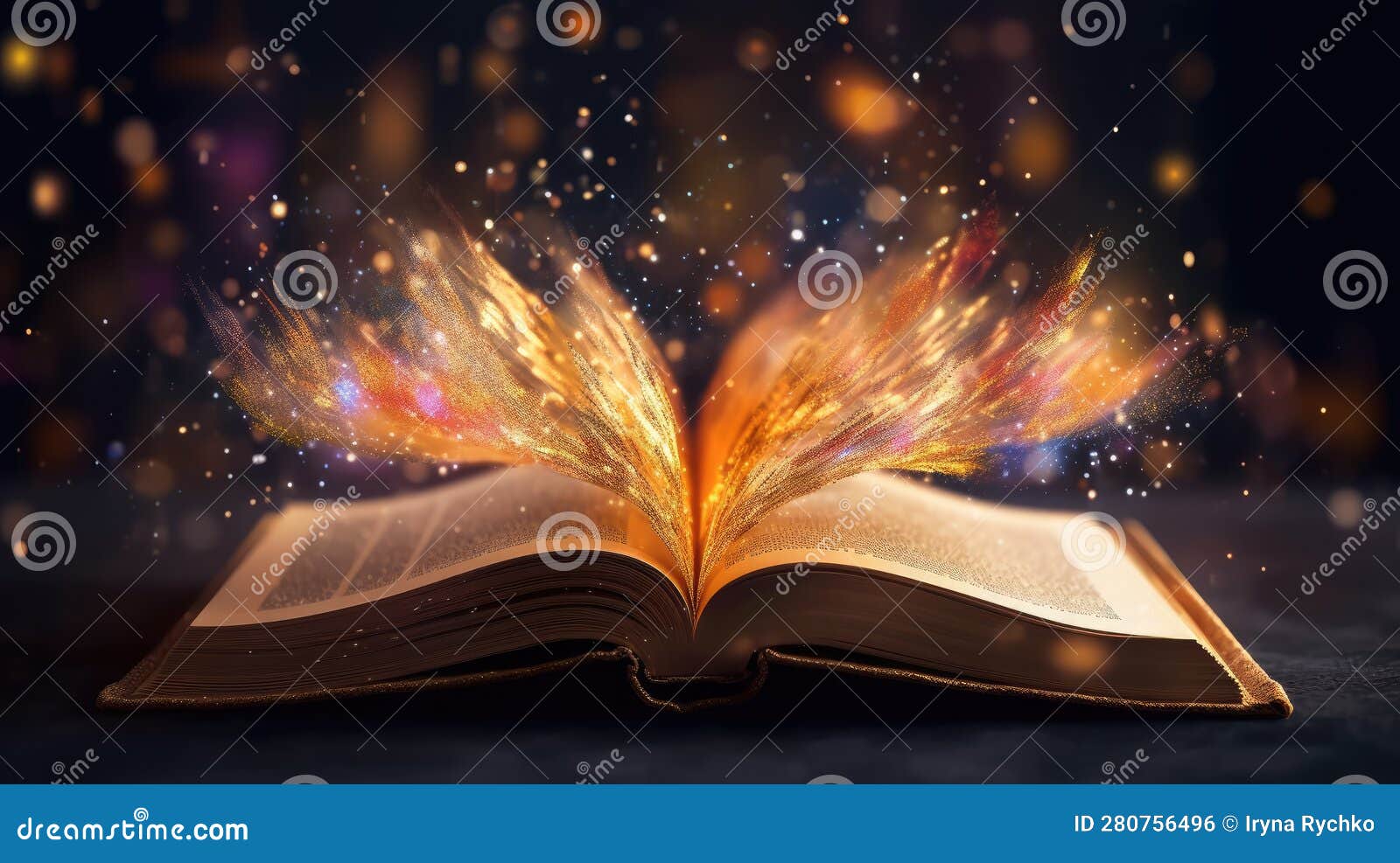 Fairytale Open Book with Golden Sparkles, Ai Generated Stock ...