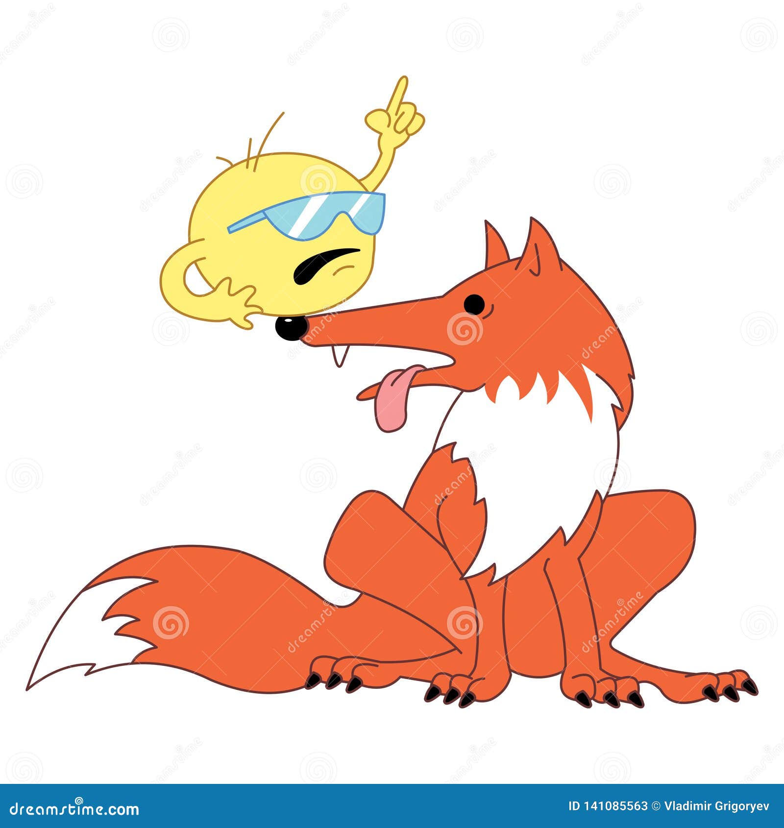 Fairytale Red Fox with Bread on His Nose Stock Illustration ...
