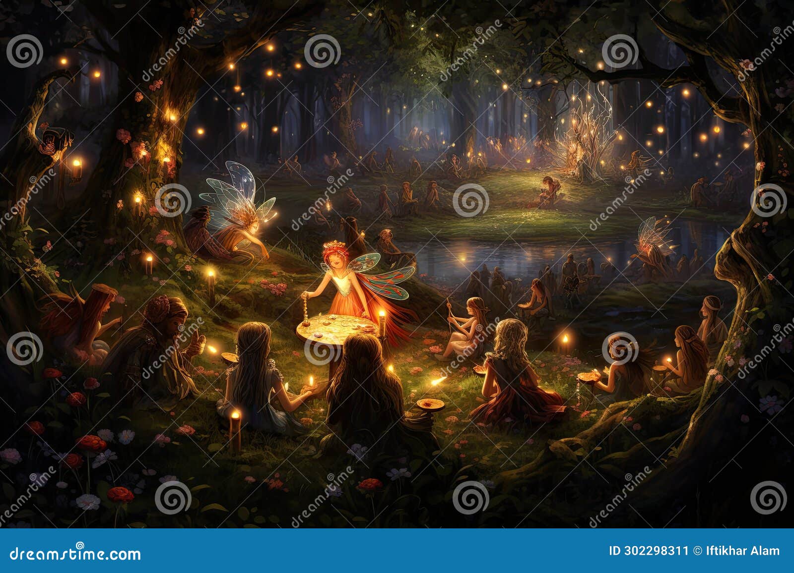 Fairytale Scene with Fairies in the Forest. Fairy Tale, AI Generated ...