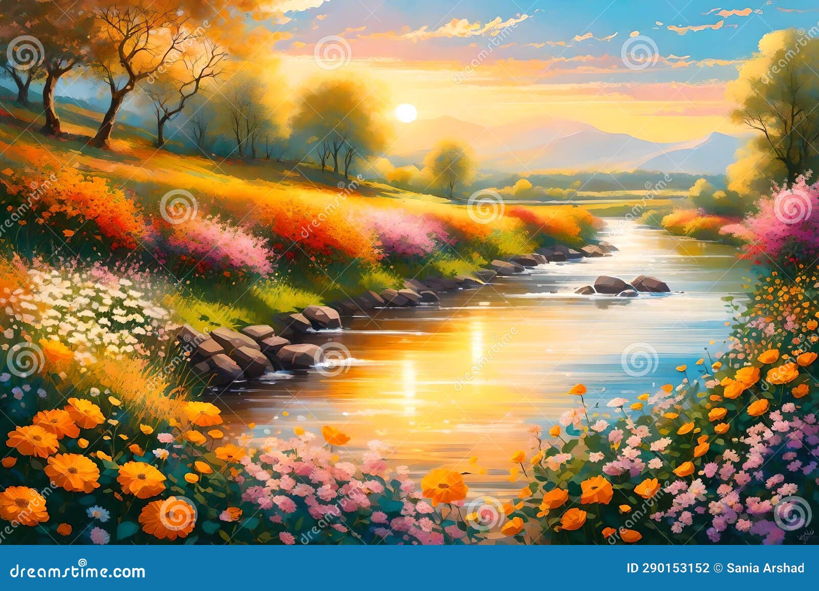 Spring Fairytale Background With Chamomile Flowers Magical Blue ...