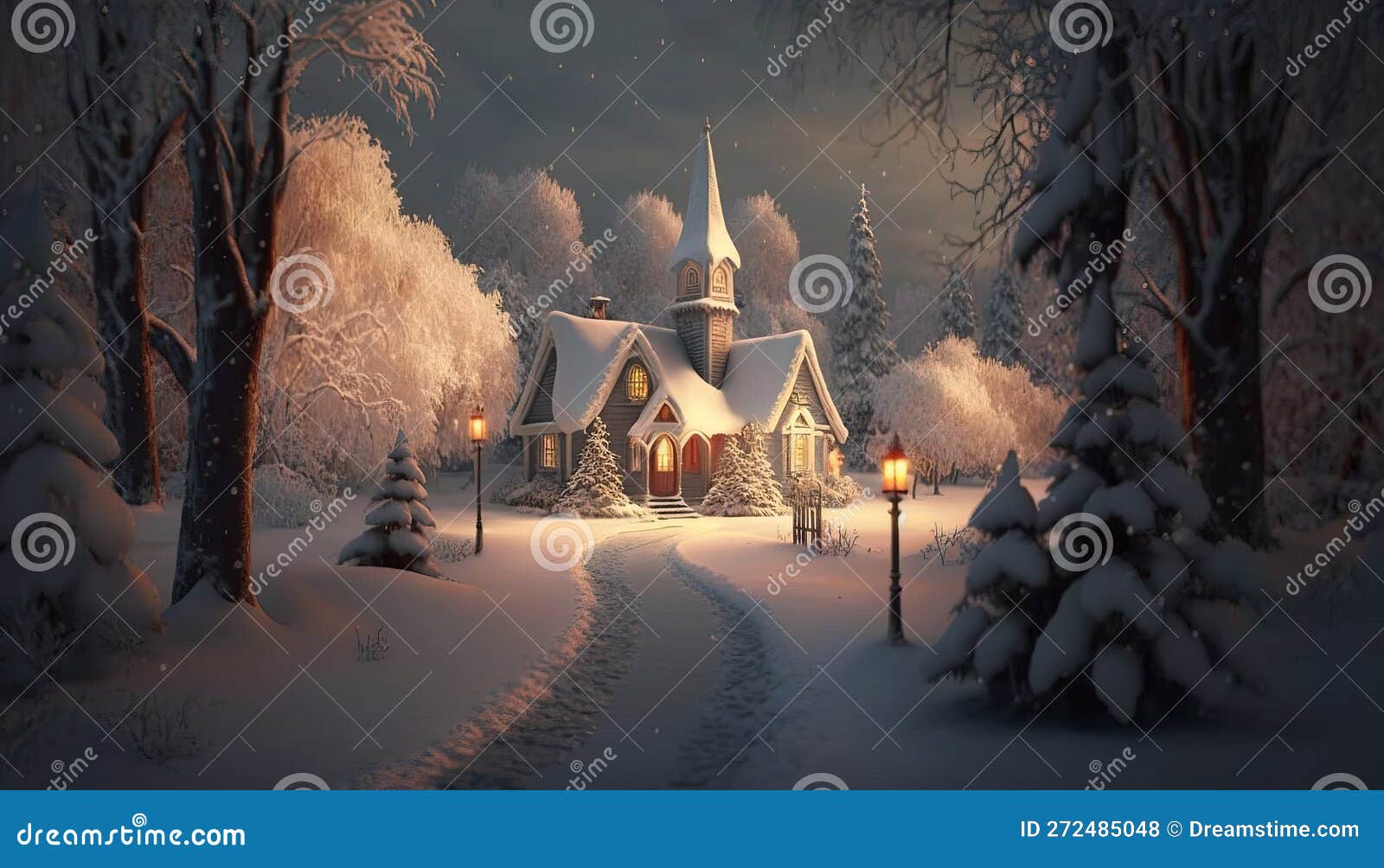 Fairytale Surreal Fantasy Christmas Village with Snow. Winter Landscape ... Fairytale Surreal Fantasy Christmas Village with Snow. Winter Landscape ...