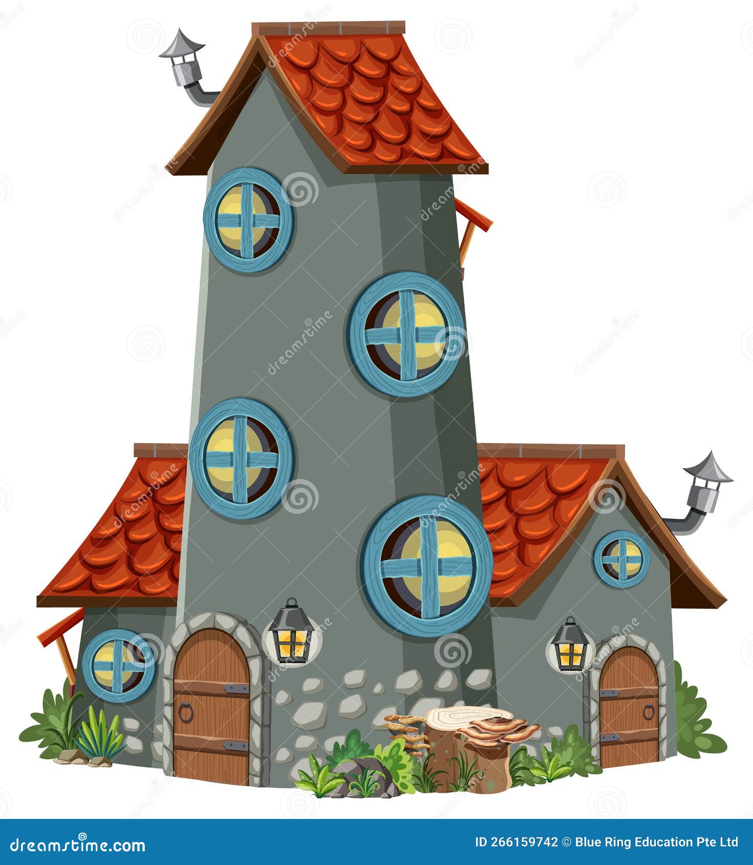 Fairytale Tower in Cartoon Style Stock Vector - Illustration of drawing ...