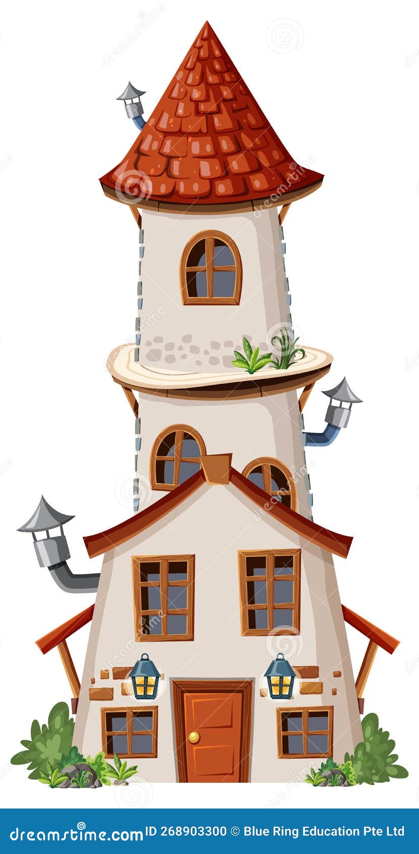 Fairytale Tower on White Background Stock Vector - Illustration of ...