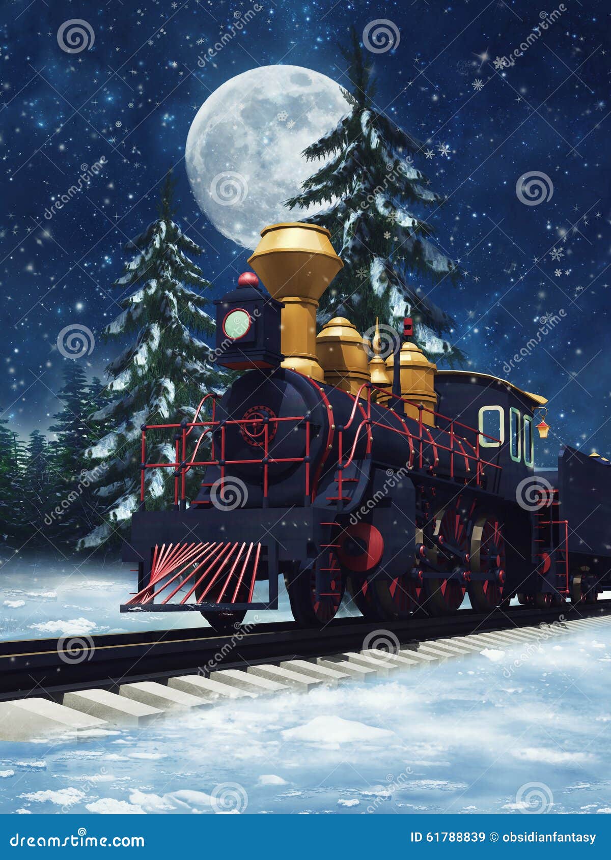 Fairytale train at night stock illustration. Illustration of fairytale ...