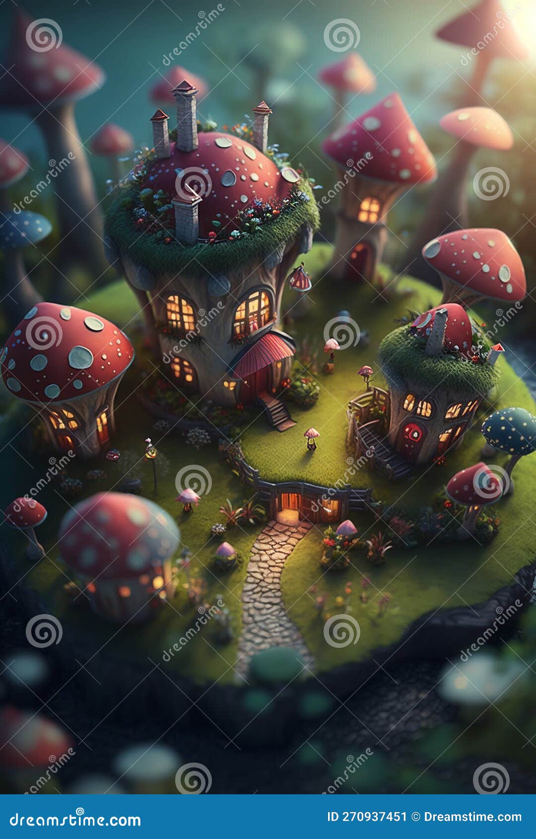 Fairytale Village Under Toadstools, Magic House of the Gnome Stock ...