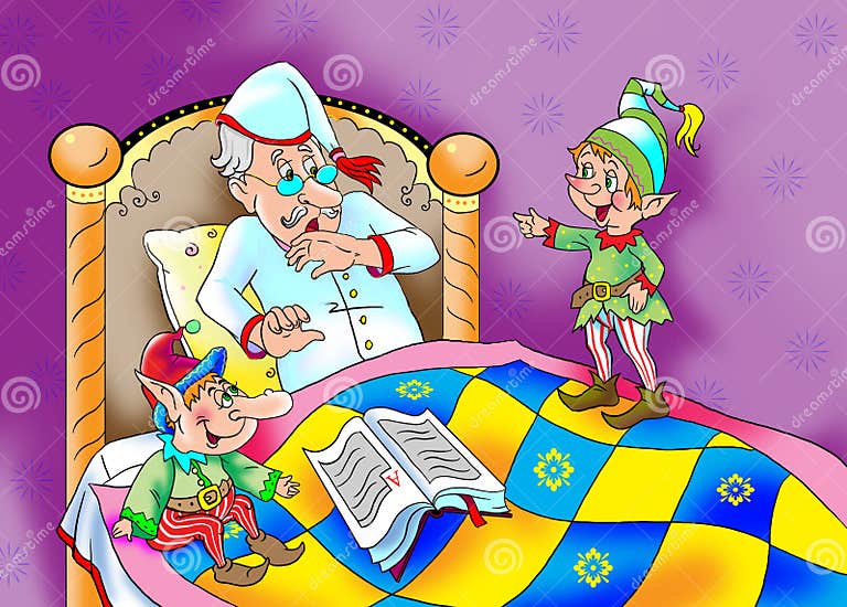 Fairytales Trolls Waking Up an Old Man Stock Illustration ...