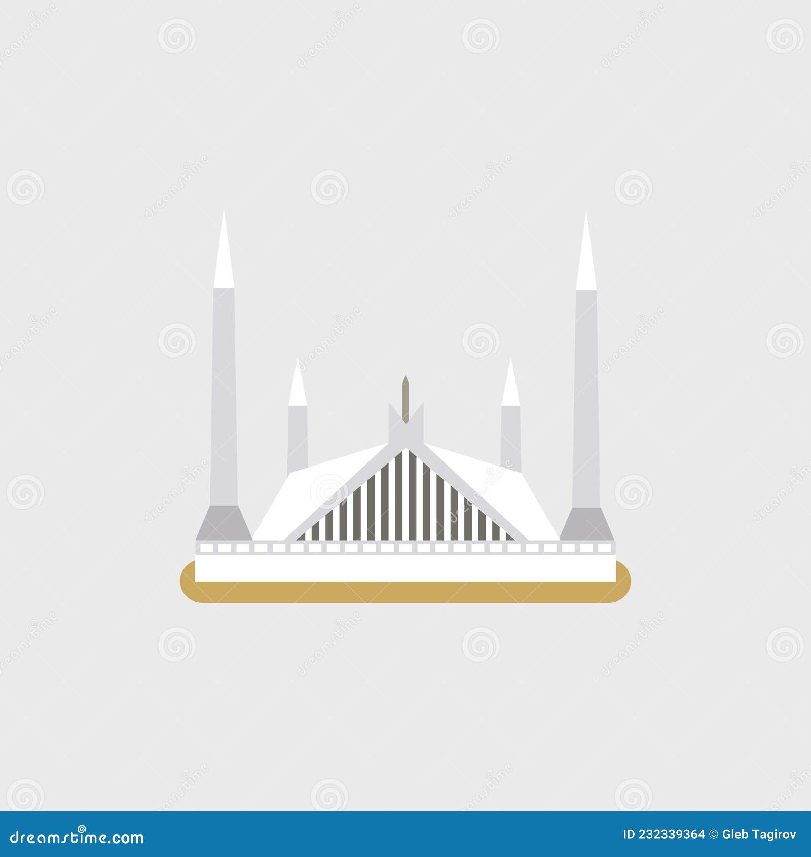 Faisal Mosque, Islamabad, Pakistan, Faisal Masjid Fully Editable Vector ...