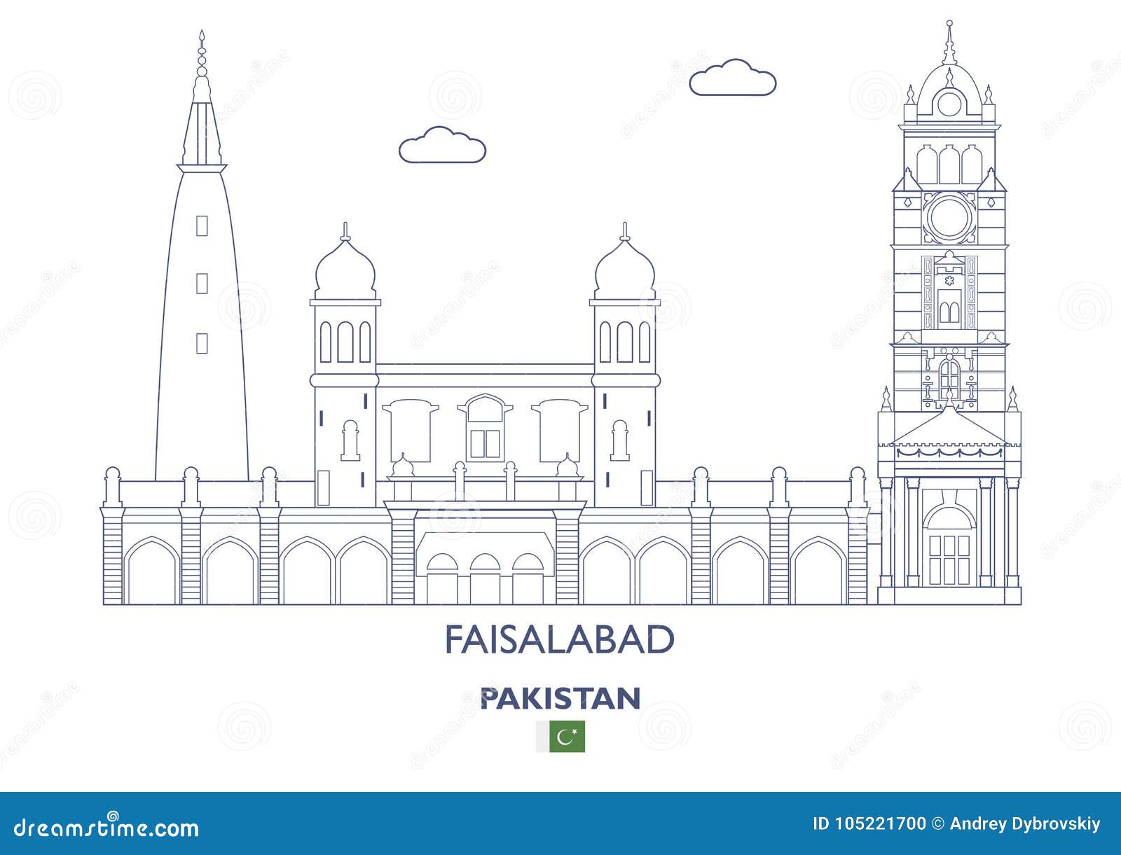 Faisalabad City Skyline, Pakistan Stock Vector - Illustration of ...