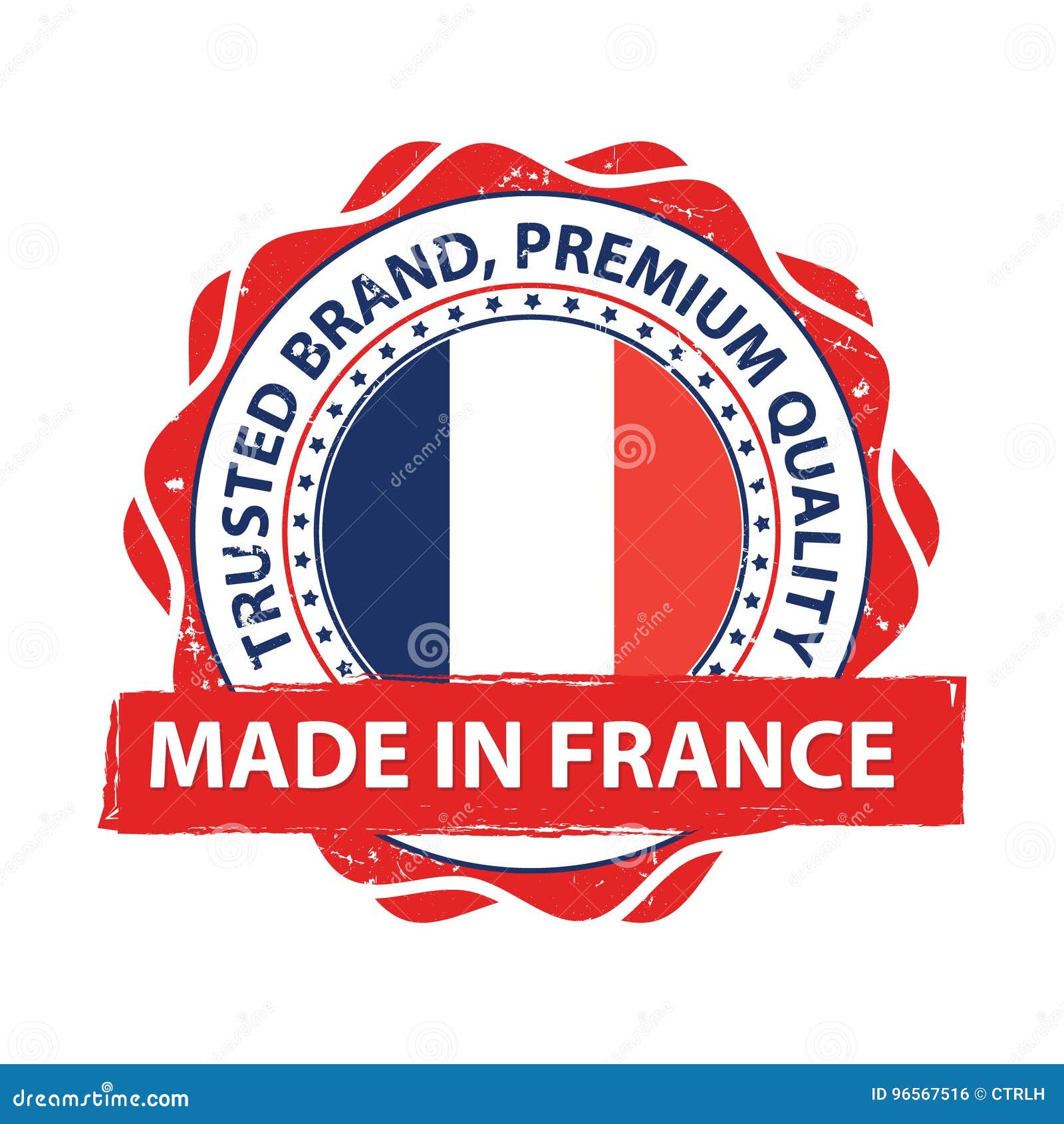 Fait Dans Le Label Imprimable Grunge De Frances Illustration de Vecteur ...